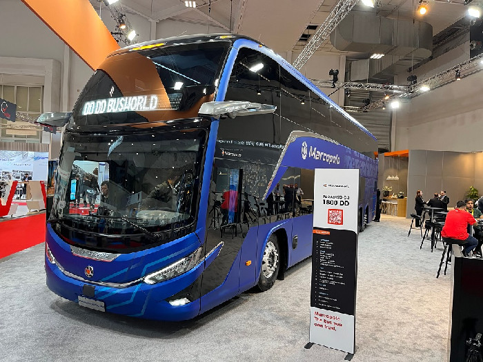 Conforto interior do ônibus Marcopolo G8 conquista público na Busworld 2023